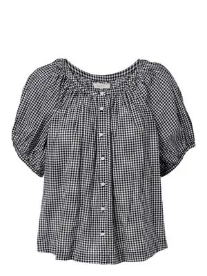 DÔEN June Gingham Cotton Shirt - Blue