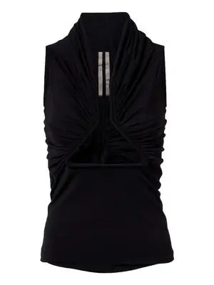Rick Owens Cutout Ruched Jersey Top - Black