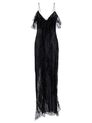 BLUMARINE Blumarine Ruffled Sheer Lace Gown