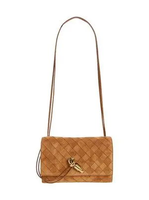BOTTEGA VENETA Slim Intrecciato Suede Crossbody Wallet