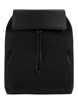 Vince Drayton Leather & Nylon Flap Backpack - Black