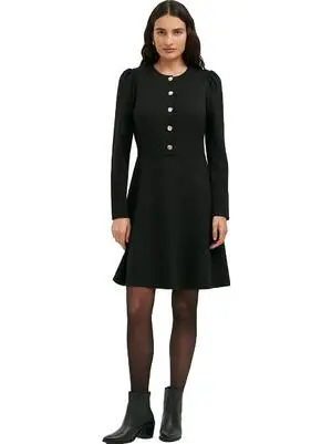 FINERY LONDON Rae Ponte Jersey Buttoned Dress - Black