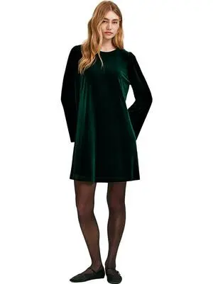 FINERY LONDON Hattie Velvet Mini Dress - Bottle Green