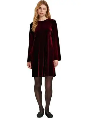FINERY LONDON Hattie Velvet Mini Dress - Burgundy