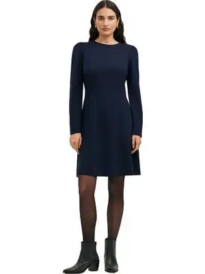 FINERY LONDON Eva Ponte Jersey A-line Dress - Navy