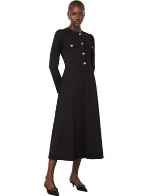 FINERY LONDON Gilly Ponte Jersey Midi Dress - Black