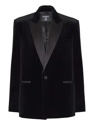 Balmain Velvet And Satin 1-button Blazer - Black