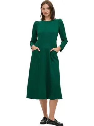 FINERY LONDON Felice Ponte Jersey Midi Dress - Bottle Green