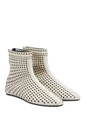 Isabel Marant Ferix Laser-cut Leather Ankle Boots - White