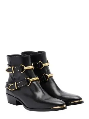 Isabel Marant Zalya Studded Leather Ankle Boots - Black