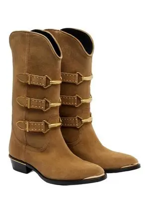 Isabel Marant Mexia 35 Suede Cowboy Boots - Brown