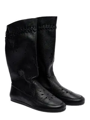 Isabel Marant Welky Laser-cut Leather Mid-calf Boots - Black