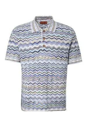 Missoni Zigzag Cotton Polo Shirt - Blue