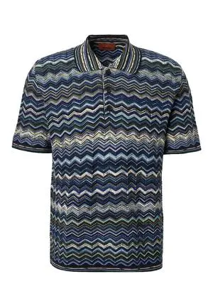 Missoni Zigzag Cotton Polo Shirt - Blue