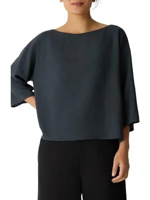 Eileen Fisher Boxy Boat Neck Top - Eucalyptus