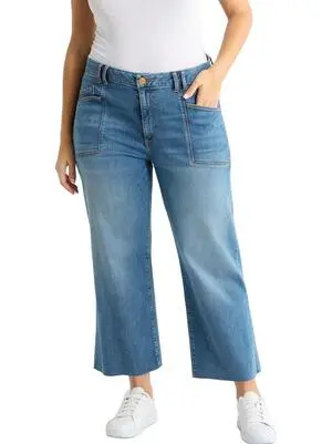 Kut From The Kloth Meg Raw Hem High Waist Wide Leg Ankle Jeans - Earn