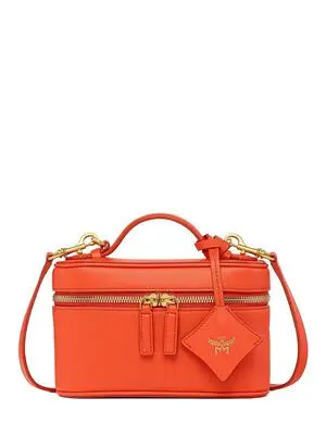 Mcm Vanity Case In Maxi Monogram Leather - Orangeade