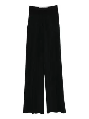 Rick Owens Silk Blend Wide Leg Trousers - Black