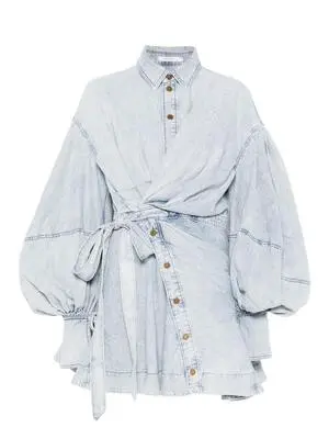 Zimmermann Rebellion Denim Mini Dress - Sky Blue