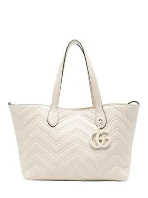 Gucci Gg Marmont Leather Tote - White
