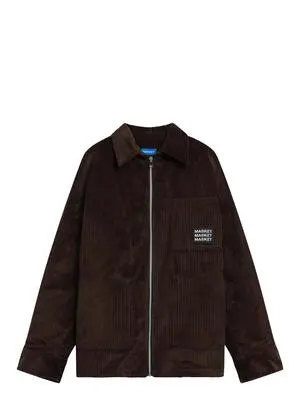 MARKET Velvet Zip Up Overshirt - Brown