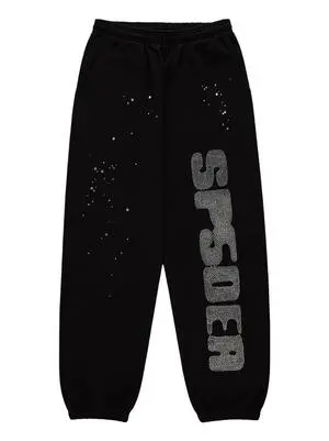SP5DER Rhinestone Silk Sweatpant - Black