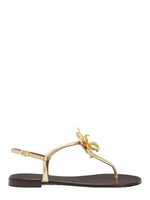 GIUSEPPE ZANOTTI Orchid Flat Thong Sandals - Gold