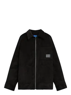 MARKET Velvet Zip Up Overshirt - Black