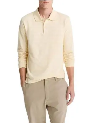 Vince Jacquard- Cotton Long-sleeve Polo Shirt - Stripe