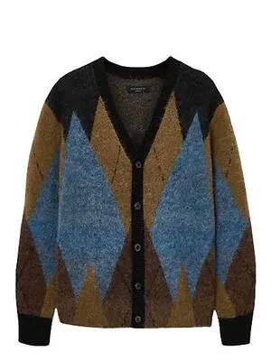 ALLSAINTS Bernie Argyle Wool-blend Cardigan - Cider Brown