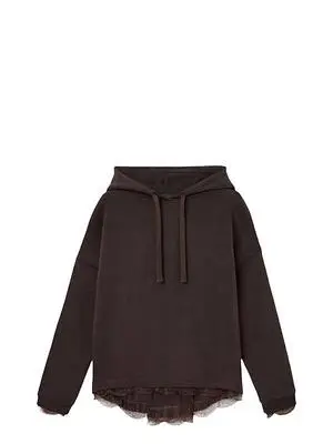 ALLSAINTS Cotton-blend Hoody With Lace Trim - Bottle Brown