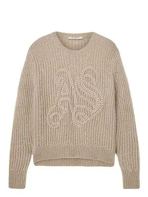 ALLSAINTS Chain Branded-motif Knitted Jumper - Barley White