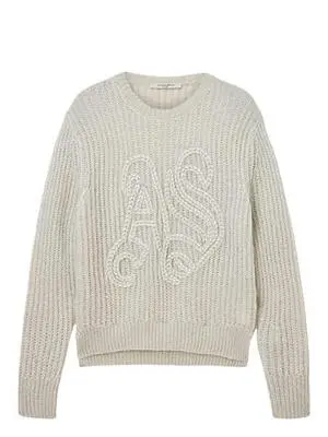 ALLSAINTS Chain Branded-motif Knitted Jumper - Pale Laurel Gr