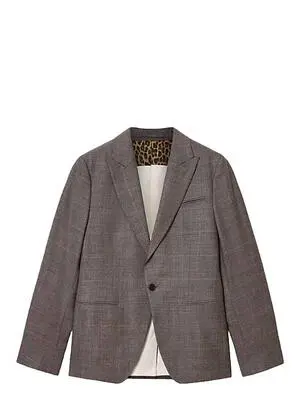 ALLSAINTS Clover Check Regular-fit Stretch Wool-blend Blazer - Feather Taupe