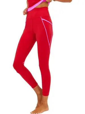 Beach Riot Von Contrast Detail Leggings - Royal Red