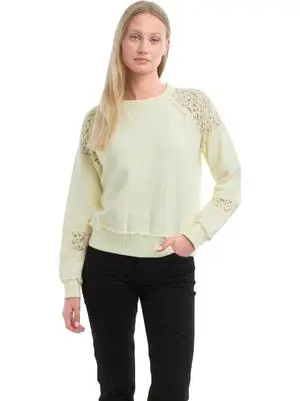 WILT CLOTHING Sweatshirt With Lace Details - Transparent Yellow