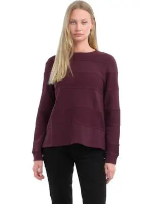 WILT CLOTHING Striped Slub Sweatshirt Dark Fig