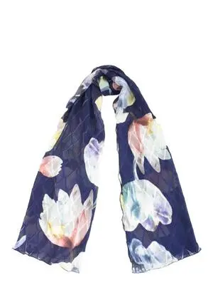 Komarov Floral Chiffon Shawl Indigo Bloom