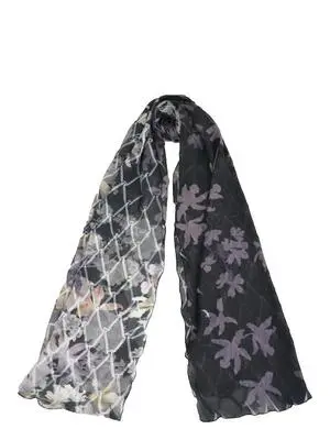 Komarov Floral Chiffon Shawl - Orchid Border