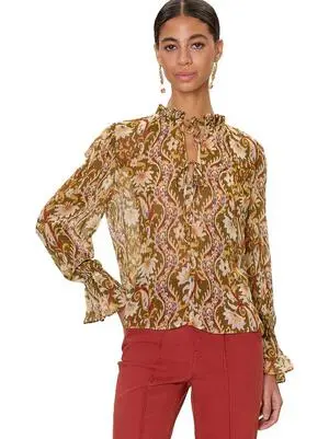 Rebecca Taylor Isha Printed Blouse - Pesto Combo