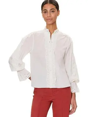 Rebecca Taylor Lorelai Embroidered Cotton Shirt - Ivory