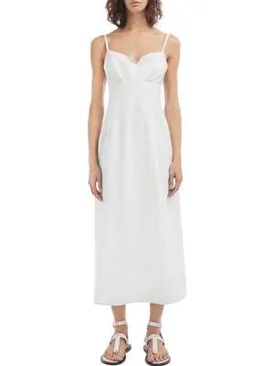 Co Bustier Cotton Sateen Midi Dress - White
