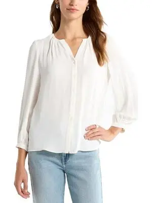 Nordstrom V-Neck Button-Up Top Ivory Tofu