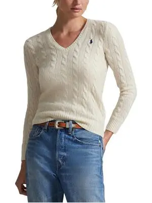 Polo Ralph Lauren Cable Knit V-neck Sweater - Cream