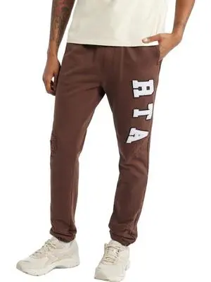 RtA Owen Collegiate Distressed Joggers - Brown Collegiate