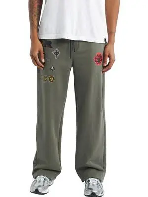 RtA Cameron Military Graphic Straight Leg Sweatpants - Olive Military Patch