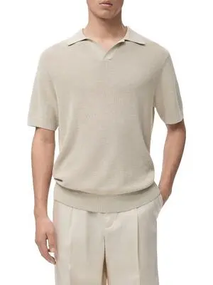 Mango Structured Knit Polo - Beige