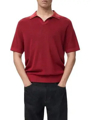 Mango Structured Knit Polo - Red