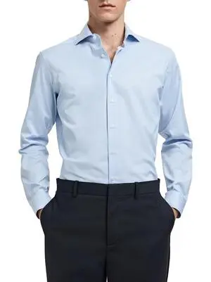 Mango Slim Fit Pinstripe Button-up Shirt - Sky Blue