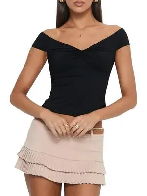 Princess Polly Off-the-shoulder Top - Black
